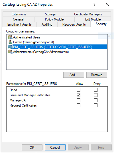 Setting Microsoft ADCS Template Permissions - Krestfield Knowledge