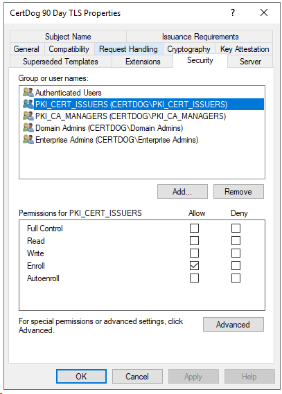 Setting Microsoft ADCS CA and Template Permissions - Krestfield Knowledge